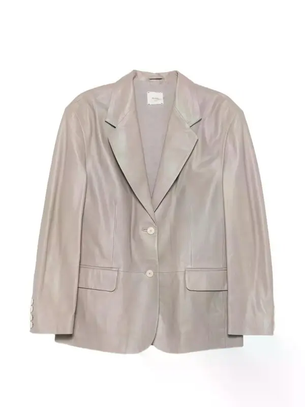 ALYSI Leather Single-breasted Jacket - Grey