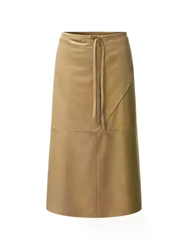 KARTIKA Faux-suede Drawstring Skirt - Neutrals