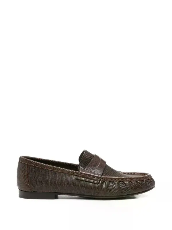 Brunello Cucinelli Reptile-effect Leather Loafers