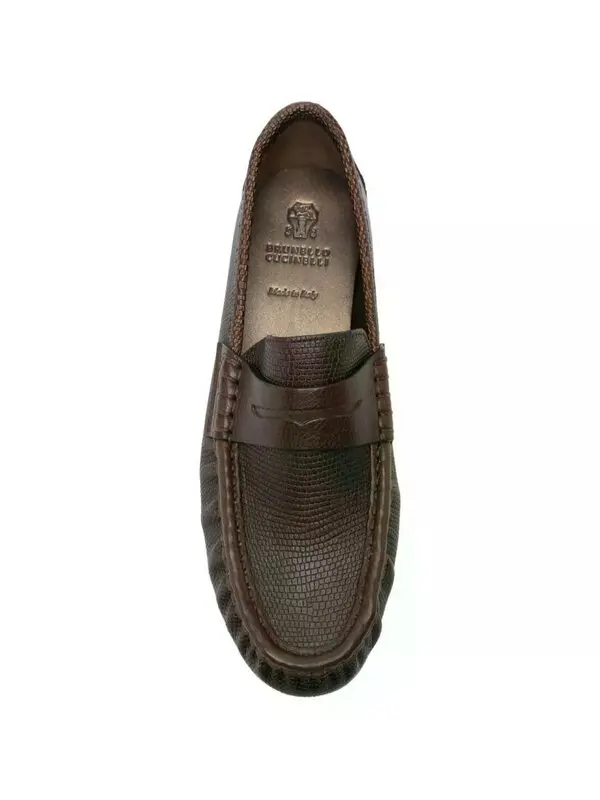 Brunello Cucinelli Reptile-effect Leather Loafers