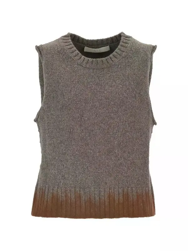TELA Two-tone Knitted Vest - Grey