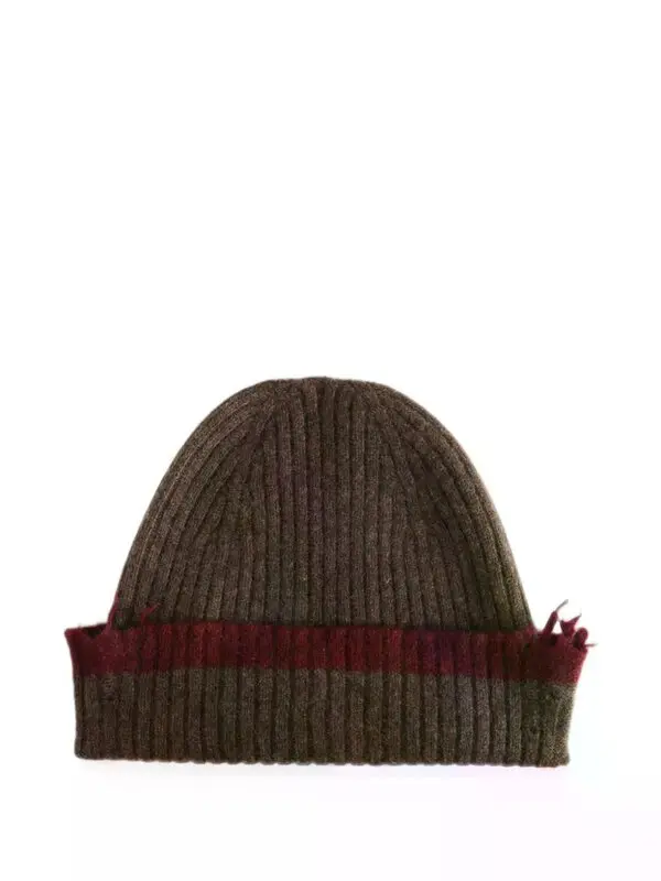 UMA WANG Ribbed-knit Frayed Beanie Hat