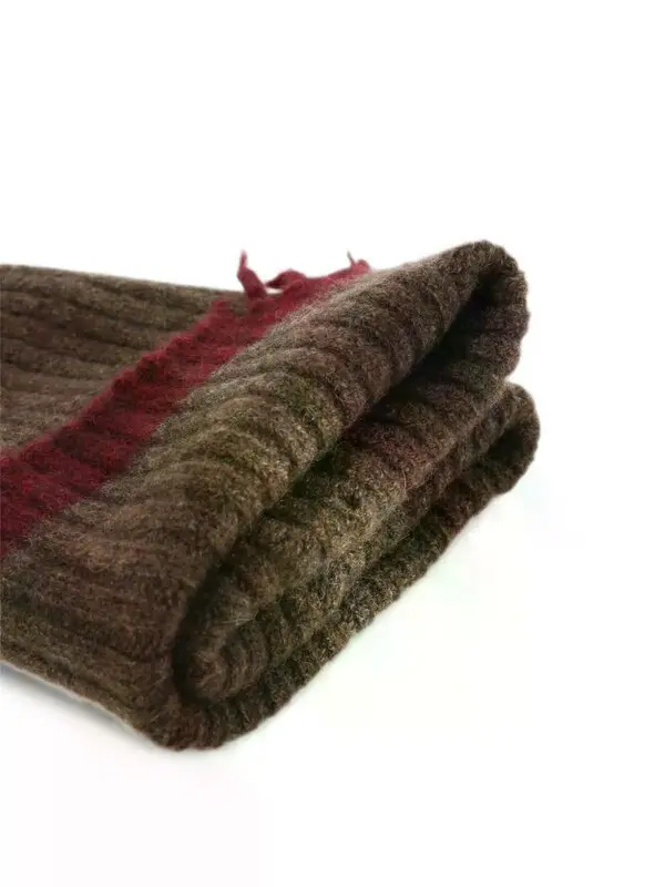 UMA WANG Ribbed-knit Frayed Beanie Hat