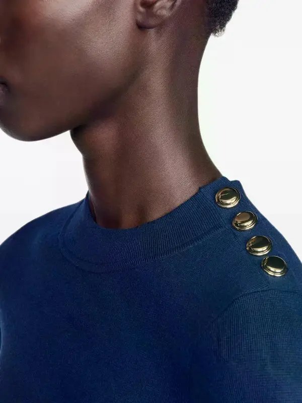 Sandro Button-detail Pleated Knitted Dress