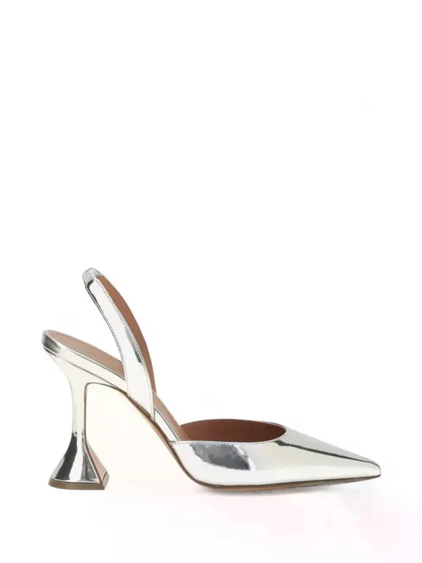Amina Muaddi Holli Slingback Heeled Pumps - Silver