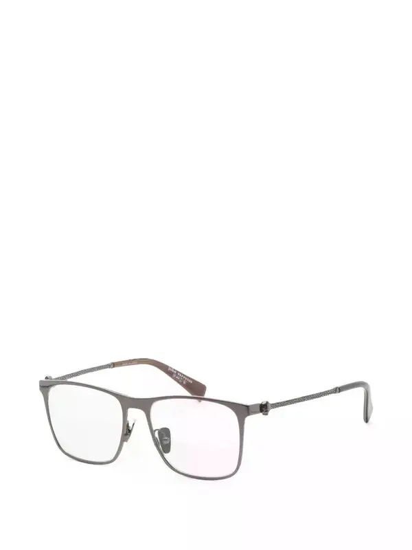 John Varvatos Skull Detail Square Frame Eyeglasses - Silver