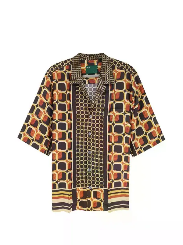 ON ME THE SHIRT Geometric-pattern Bowling-collar Shirt