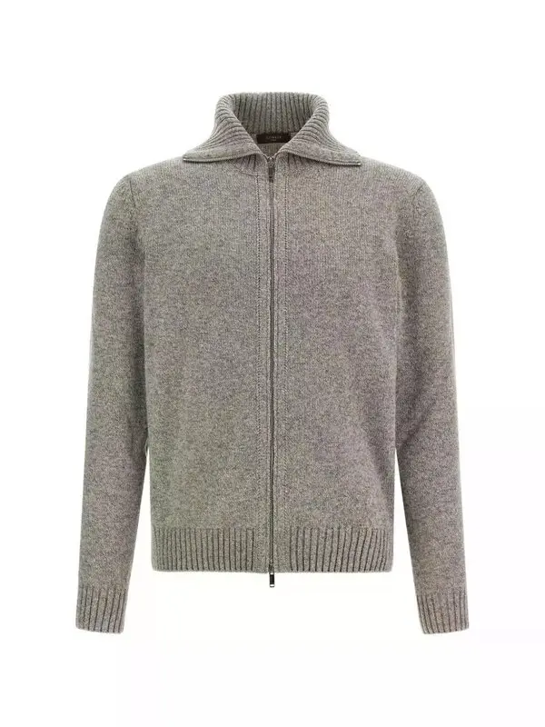 ZANONE Mélange-knit Zip-up Cardigan