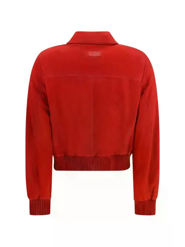 VALSTAR Ino Cropped Suede Jacket - Red