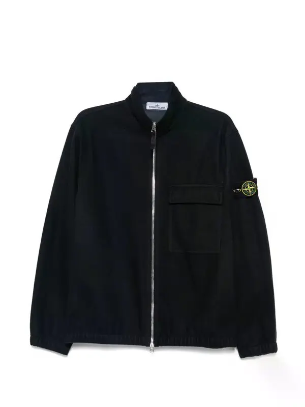 Stone Island Logo Patch Zip-up Jacket - Blue
