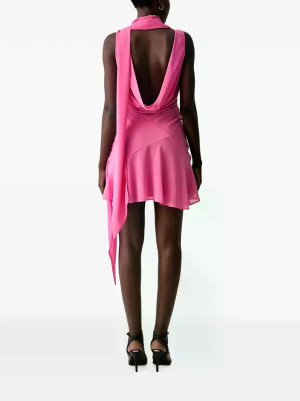 NEVER FULLY DRESSED Cowl-neck Scarf-detail Mini Dress