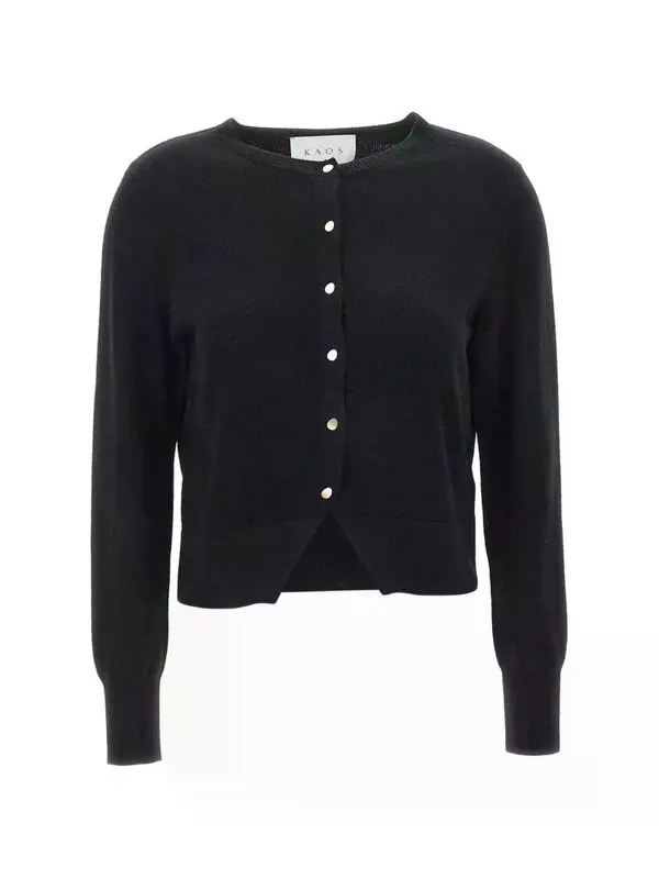 KAOS Slit-hem Button-up Cardigan - Black