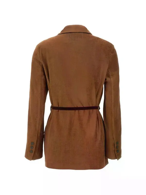 KAOS Belted Suede-effect Blazer - Brown