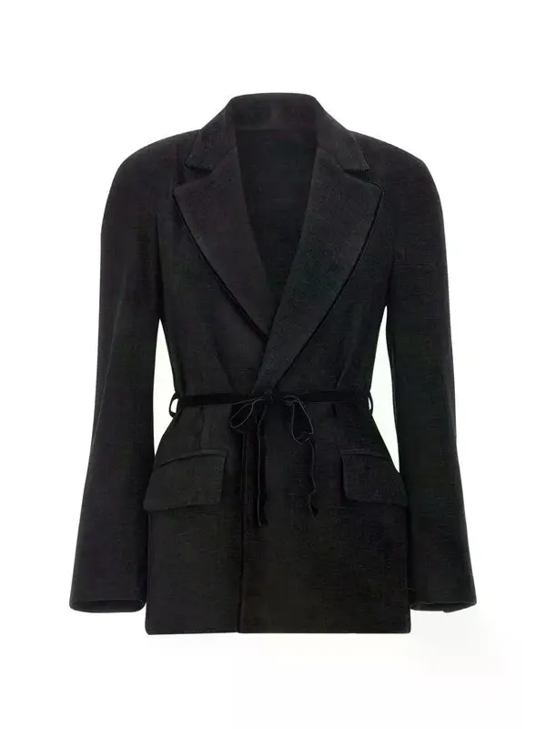 KAOS Belted Suede-effect Blazer - Black