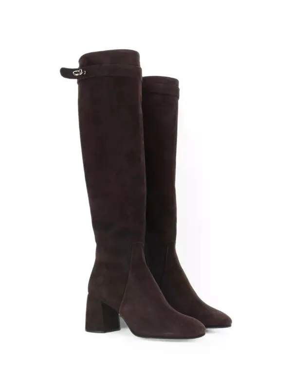 POEVE Buckle-detail Suede Boots - Brown