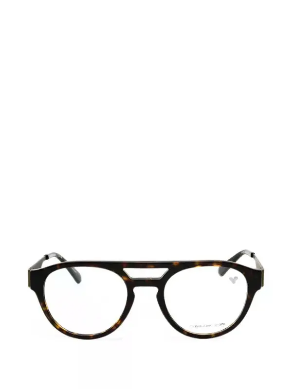 Calvin Klein Tortoiseshell-effect Round-frame Glasses
