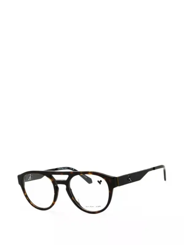 Calvin Klein Tortoiseshell-effect Round-frame Glasses