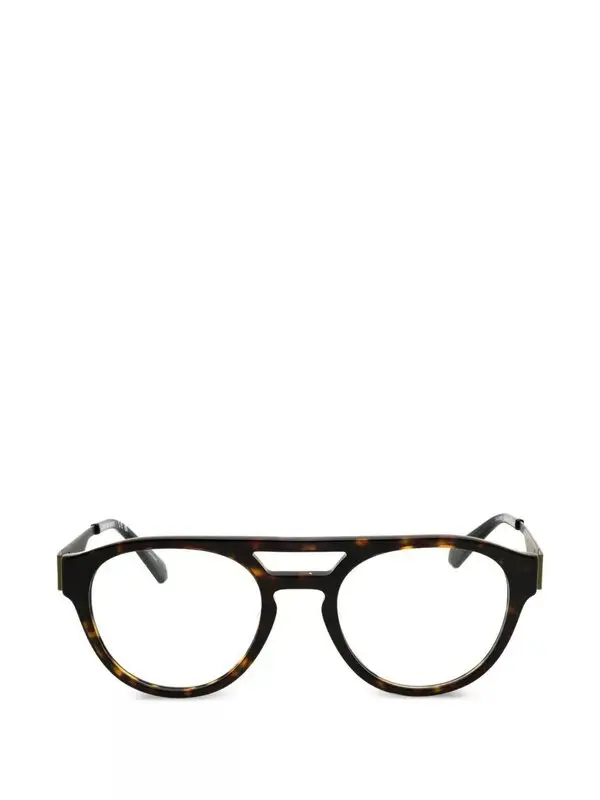 Calvin Klein Tortoiseshell Effect Round Frame Eyeglasses - Brown