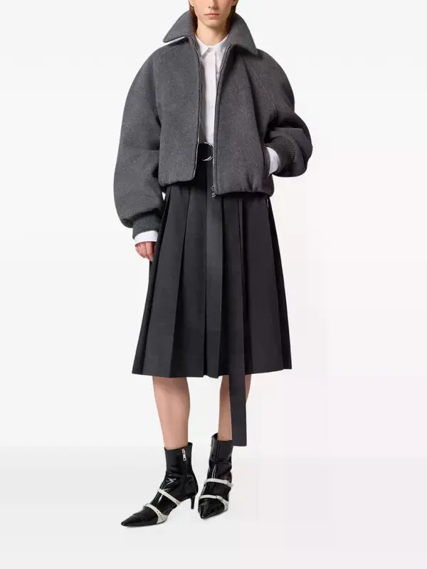 MSGM Belted Pleated Midi Skirt