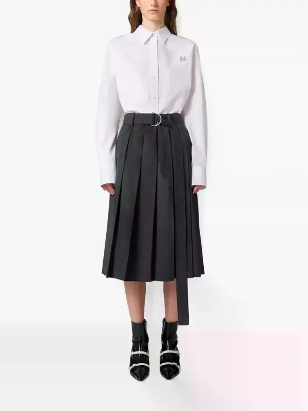 MSGM Belted Pleated Midi Skirt