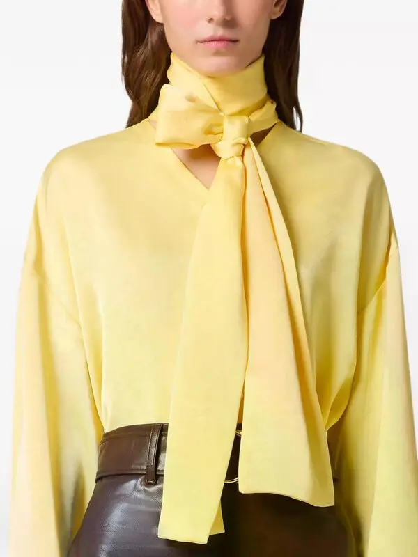 MSGM Pussy-bow Long-sleeve Blouse
