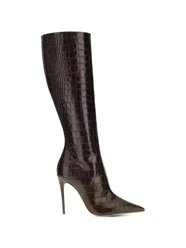 Paris Texas Vera Croc-effect Knee-high Boots - Brown