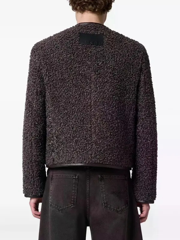 MSGM Bouclé-texture Leather-trim Jacket