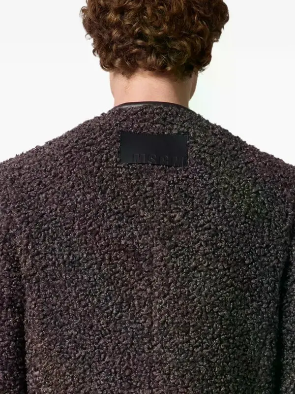 MSGM Bouclé-texture Leather-trim Jacket