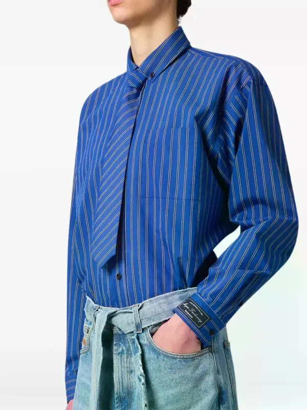 MSGM Striped Tie-detail Shirt