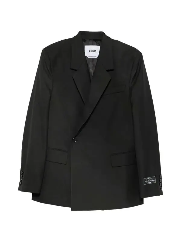 MSGM Logo-patch Double-breasted Blazer - Black