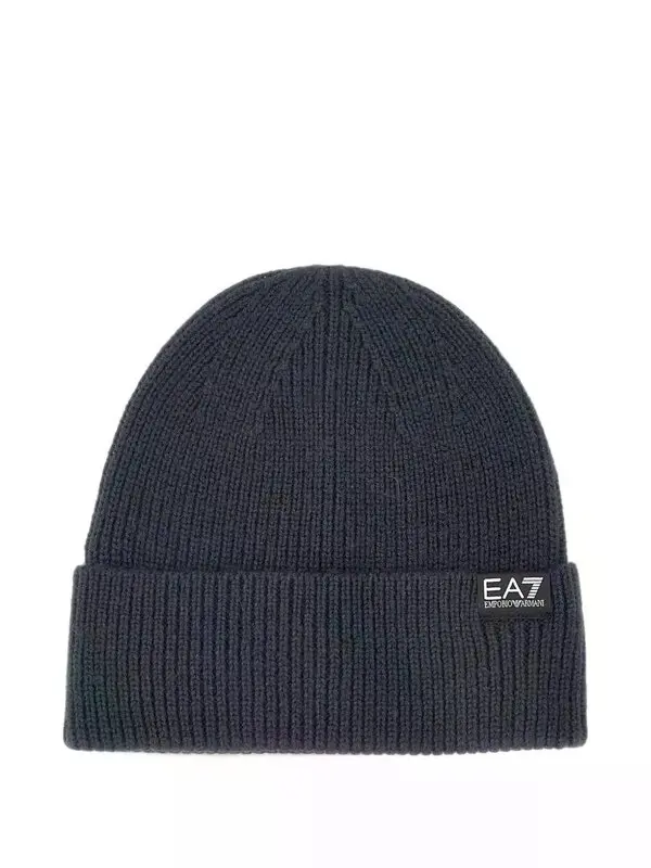 EA7 Ribbed-knit Beanie Hat - Blue