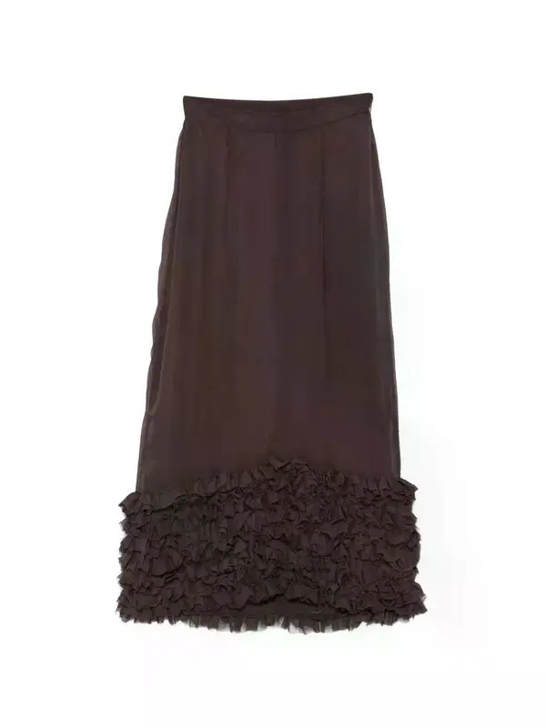 MSGM Ruffled-trim Midi Skirt - Brown