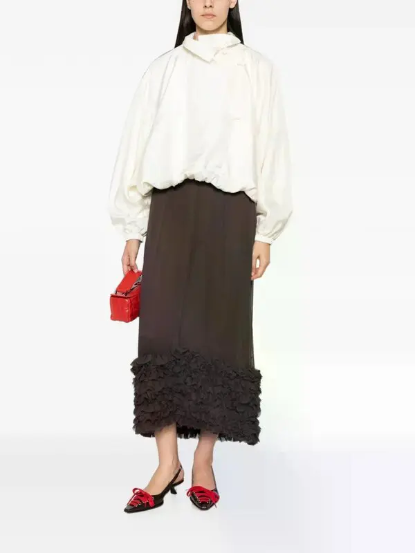 MSGM Ruffled-trim Midi Skirt