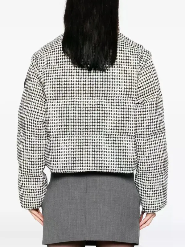 Pinko Houndstooth Padded Jacket With High Neck And Logo Detail