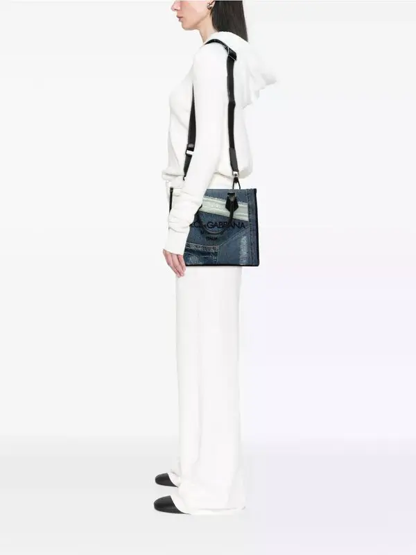 Dolce & Gabbana 2010-2026 Denim Patchwork Logo Shopper Tote Satchel