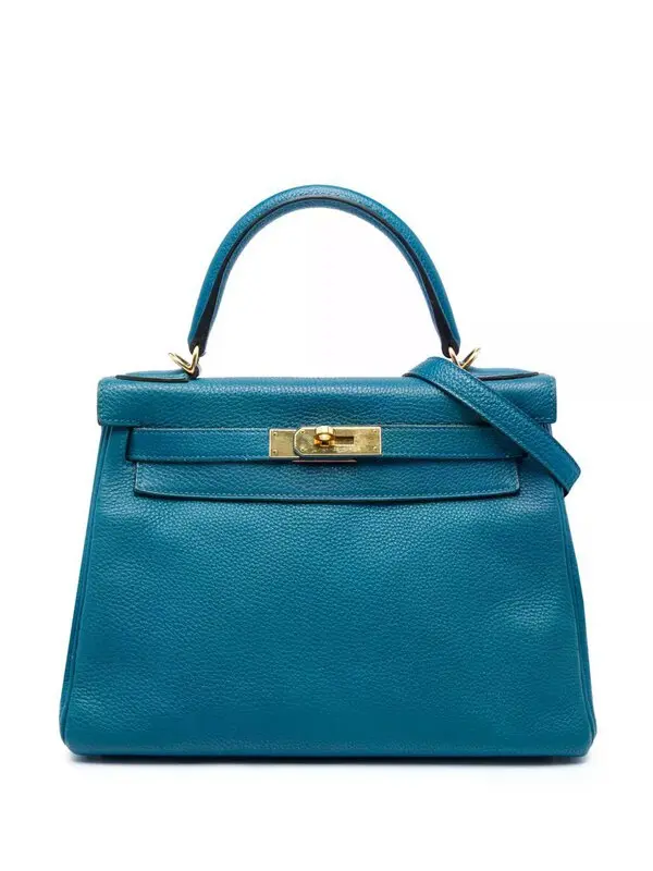Hermès 2013 Togo Kelly Ii Retourne 28 Satchel - Blue