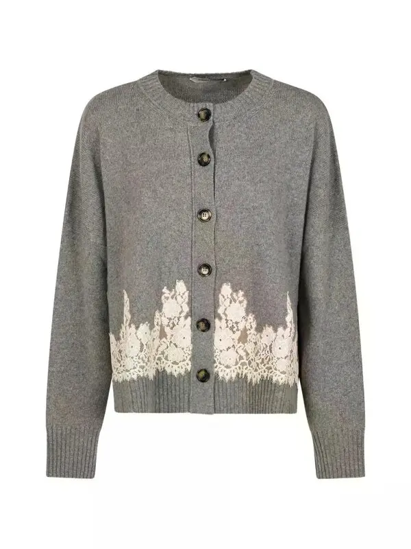 Alberta Ferretti Lace-trim Button-up Cardigan
