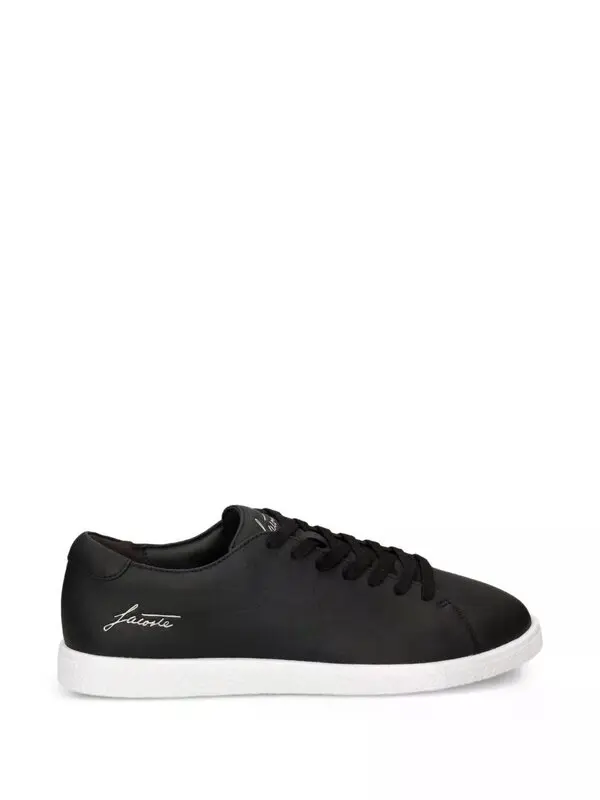 Lacoste Leather Logo Print Sneakers - Black