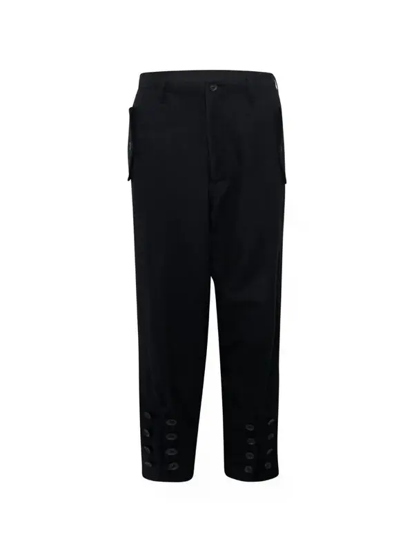 Yohji Yamamoto Button-embellished Cropped Trousers - Black