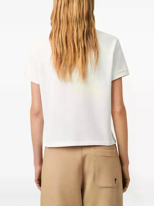AMI Paris Cotton Polo With De Coeur Embroidery - White