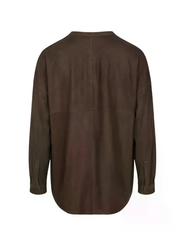 Rick Owens V-neck Lamb Leather Long-sleeve T-shirt