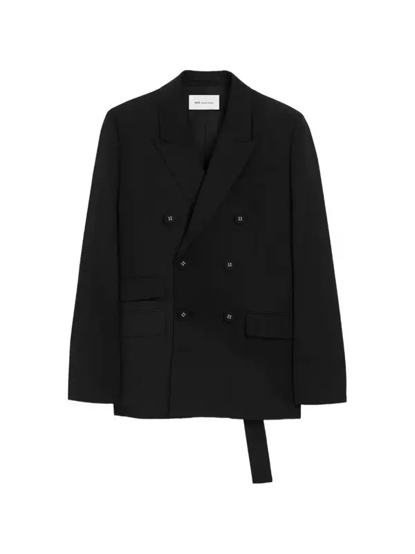 AMI Paris Double Breasted Wool Blazer - Black