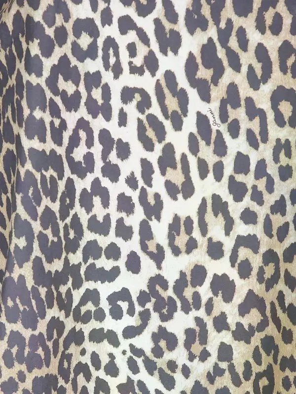GANNI Leopard-print Ruffled Mini Dress - Neutrals