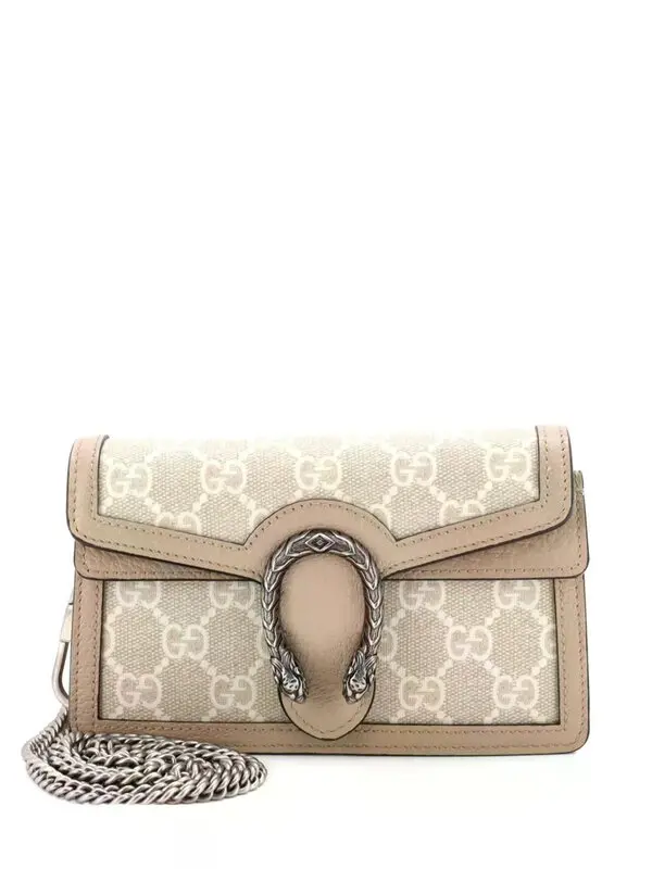 Gucci Dionysus Gg Coated Canvas Leather Super Mini Crossbody Bag - Neutrals
