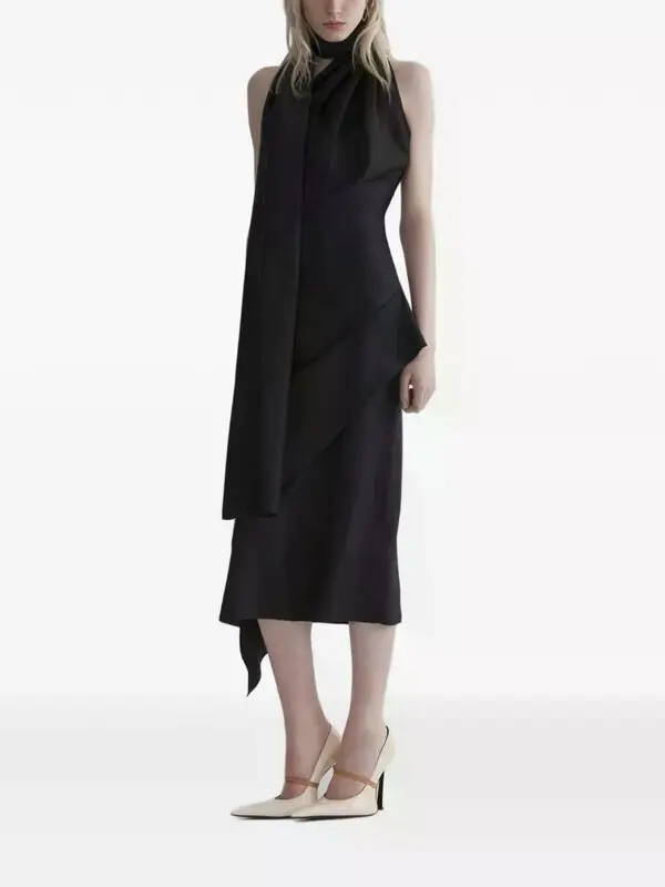 MUGLER Midi Fluid Scarf Dress - Black