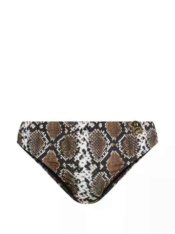 Moschino X Smiley Snakeskin-print Swimming Trunks - Brown