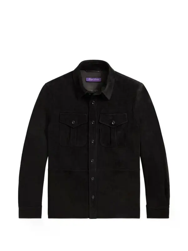 Ralph Lauren Purple Label Suede Cargo Jacket - Black
