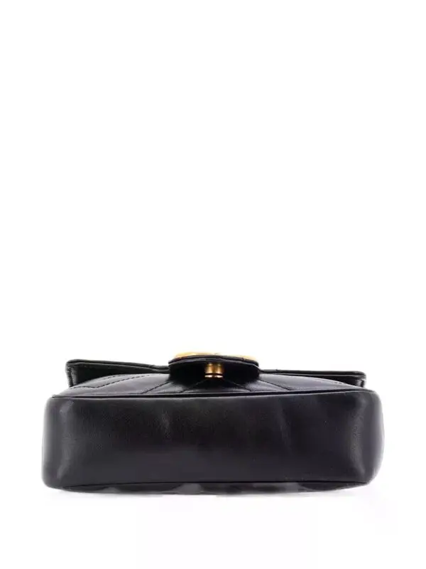 Gucci Gg Marmont Flap Bag Matelasse Leather Super Mini Crossbody Bag - Black