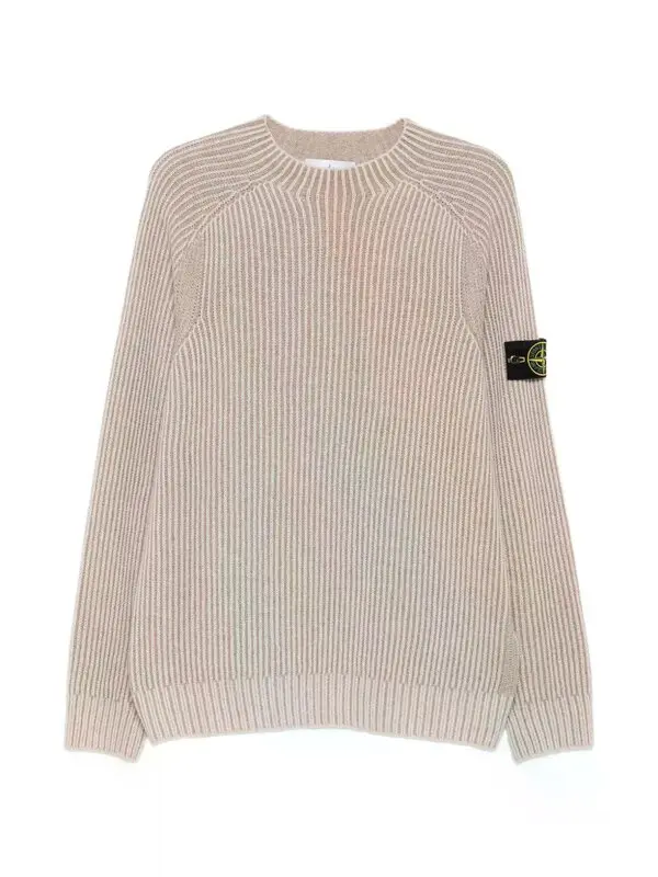 Stone Island Ribbed Knit Logo Patch Sweater