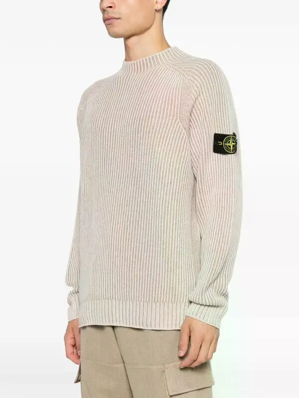 Stone Island Ribbed Knit Logo Patch Sweater